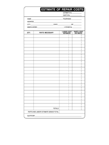 Printable Home Repair Estimate Template - Fillable Form 2025