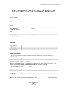 Office Cleaning Contract Free Printable Office Cleaning Contract Fill ...