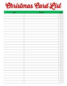 Pear Tree Greetings FREE Christmas Card List Printable Free Christmas ...