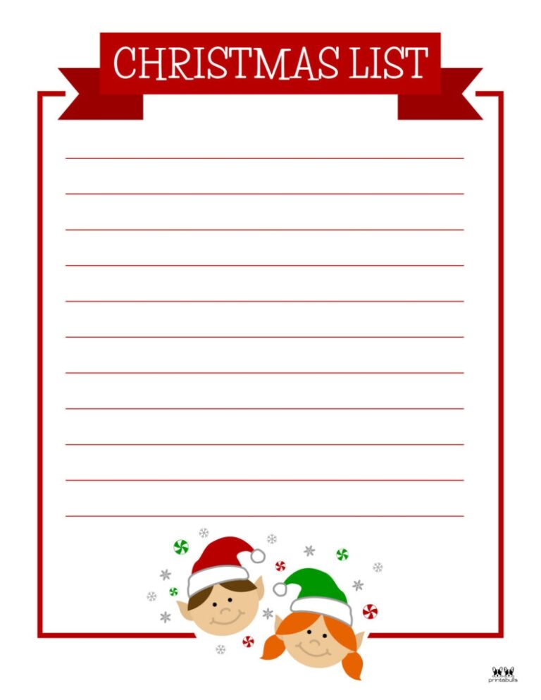Printable Christmas Lists 25 FREE Printables Printabulls - Fillable ...