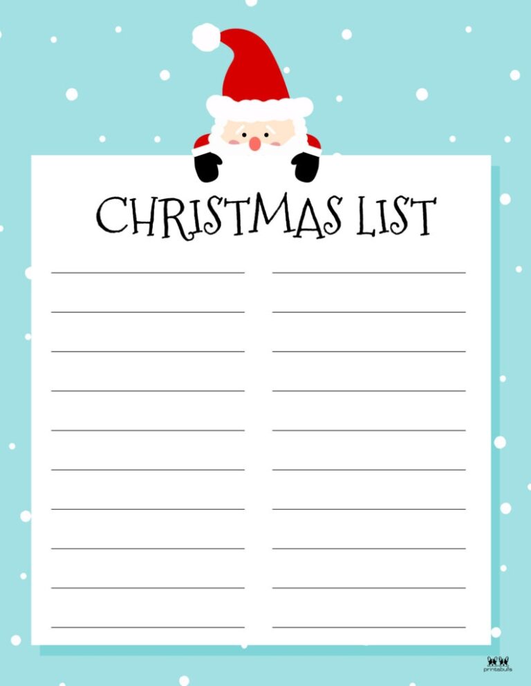 Printable Christmas Lists 25 FREE Printables Printabulls - Fillable ...