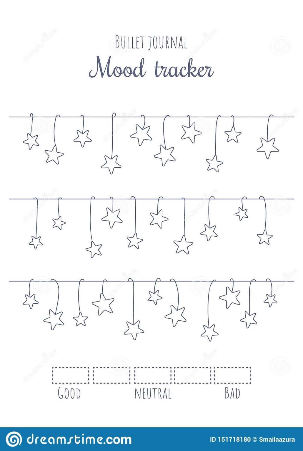 Printable Mood Tracker With Hanging Stars Bullet Journal Ready To Print ...