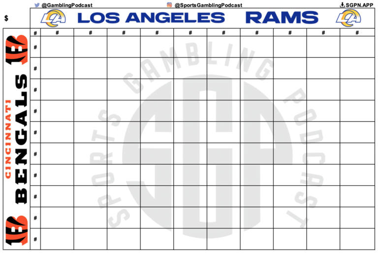 Printable Super Bowl 56 Squares Grid Cincinnati Bengals Vs Los Angeles ...
