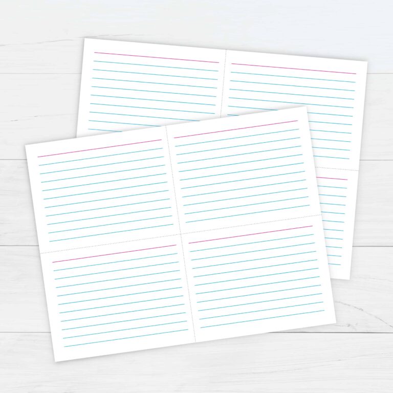 Ruled Index Cards Template Free Printable Download - Fillable Form 2025