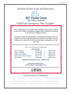 Sc Child Care Emergency Plan Template Fill Online Printable Fillable ...