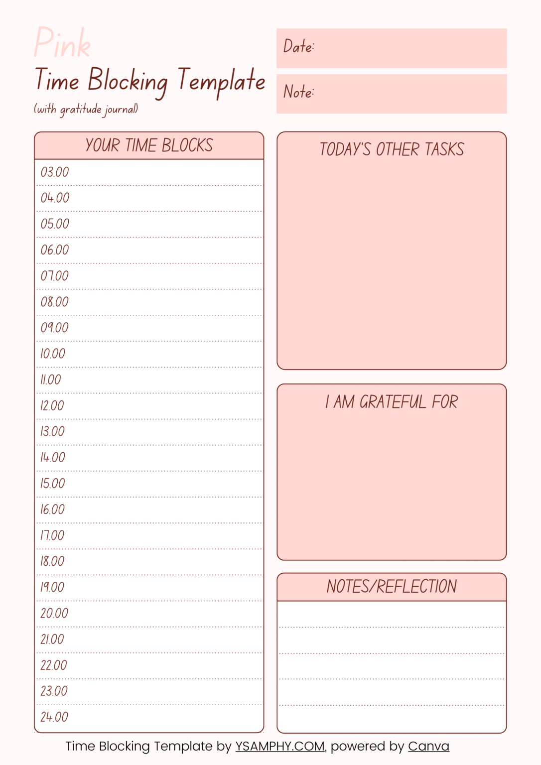 Ten Time Blocking Templates FREE Printable Downloads Y Samphy ...