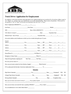 Truck Driver Application Fill Online Printable Fillable Blank PdfFiller ...