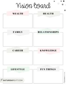 Vision Board Template 27 Cute Free Dream Board Printables - Fillable ...