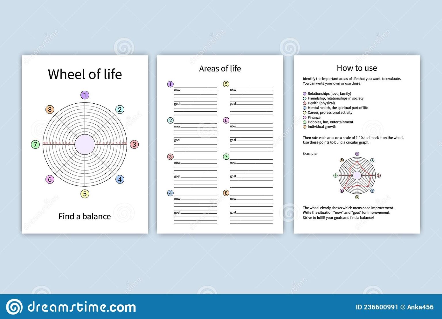 Wheel Of Life Vector Printable Template Coaching Tool On White ...