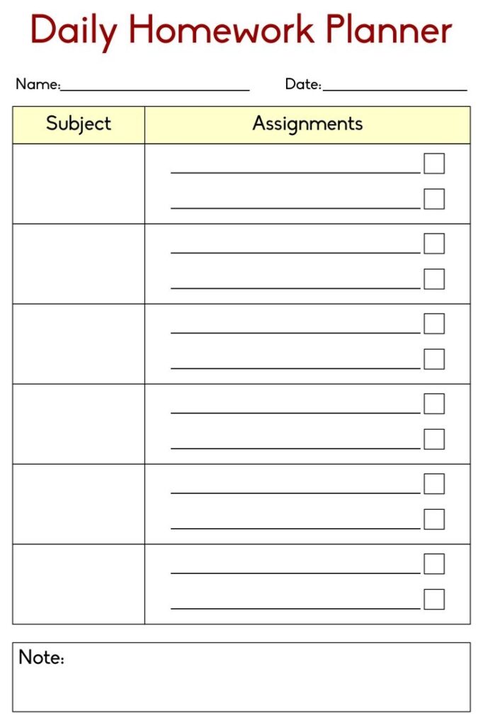 Homework Completion Chart 4 Free PDF Printables Printablee - Fillable ...