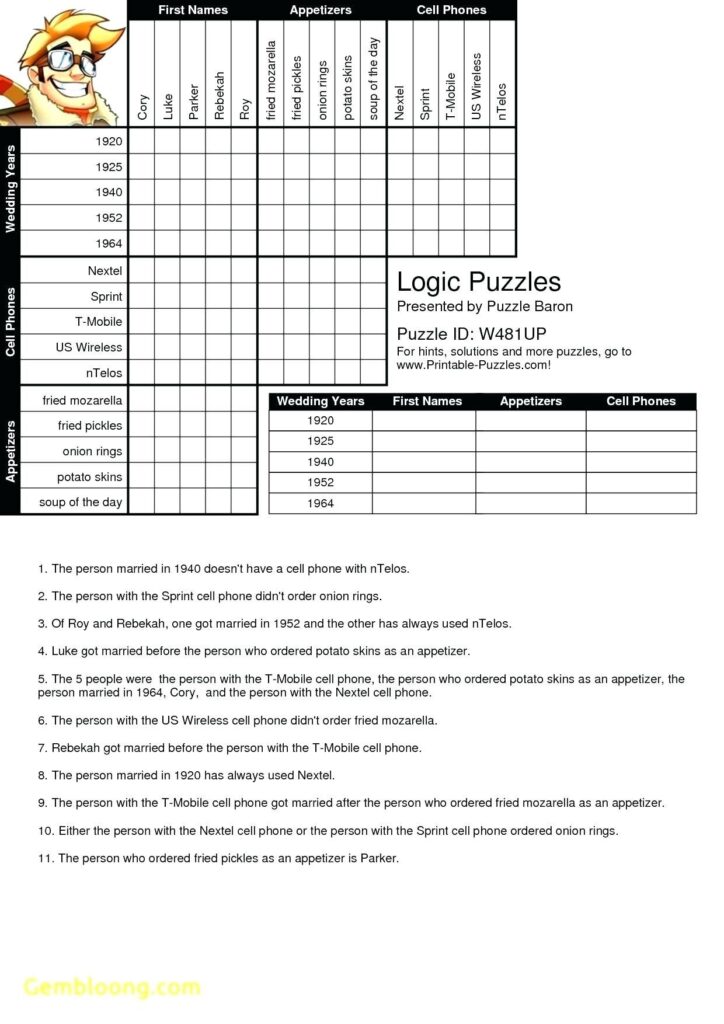 Logic Grid Puzzles Printable With Answers - Fillable Form 2025
