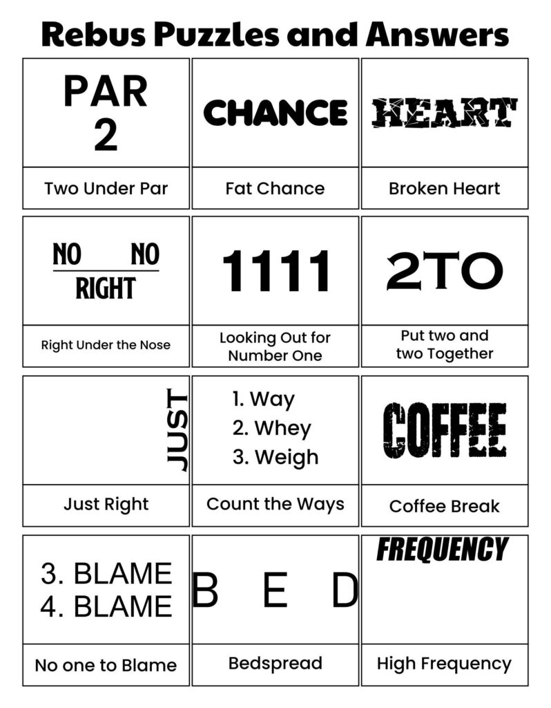 Rebus Puzzle Brain Teasers 10 Free PDF Printables Printablee Worksheets ...